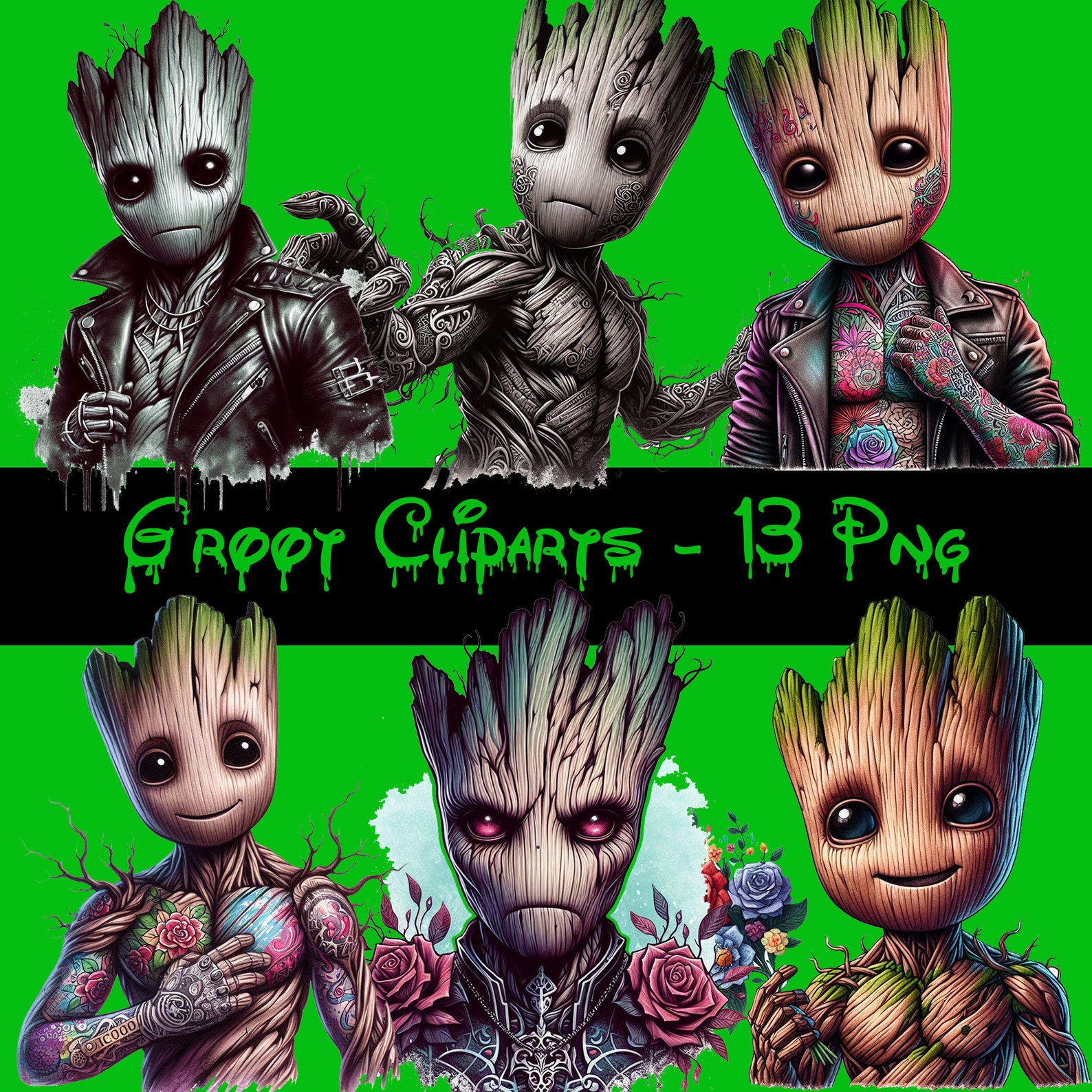 GROOT CLIPART BUNDLE - Marvel Digital Watercolor Png Printable Rock ...