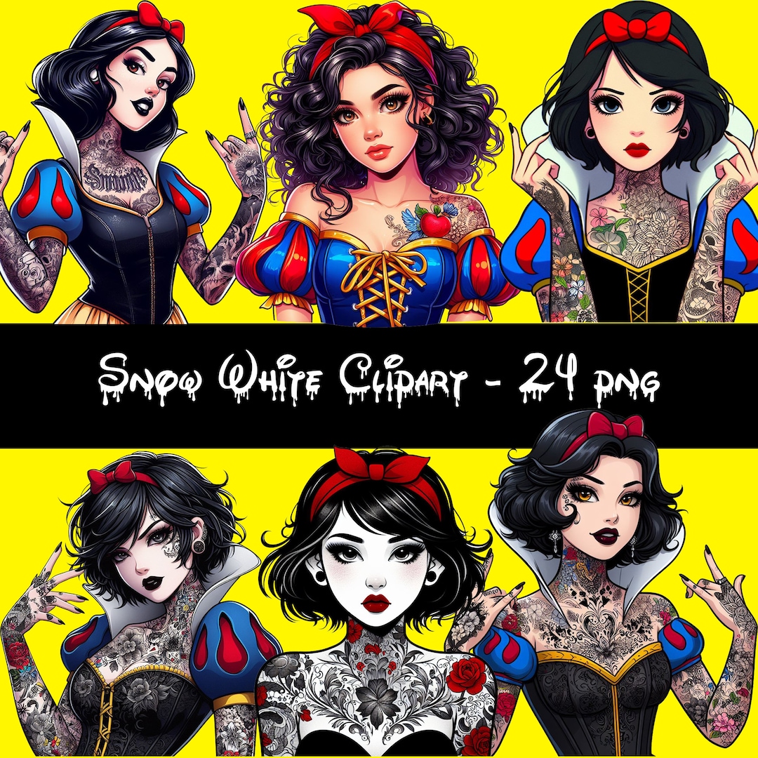 SNOW WHITE Watercolor Princess CLIPART Bundle Digital Download - Gothic ...