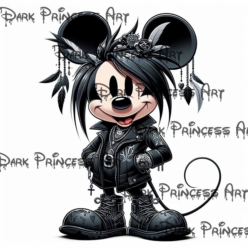 Dark Mickey Clipart PNG, Disney Clipart, Mickey Mouse Gothic, Rock ...
