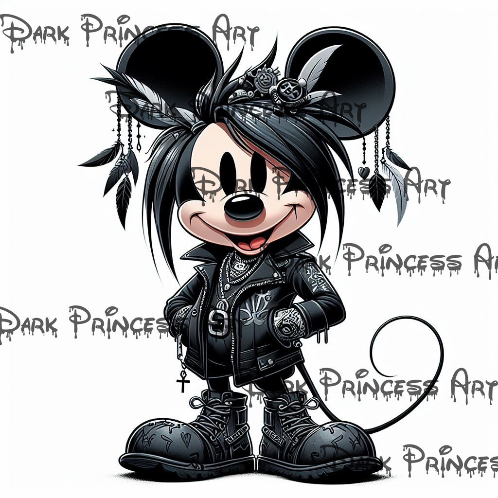 Dark Mickey Clipart PNG, Disney Clipart, Mickey Mouse Gothic, Rock ...