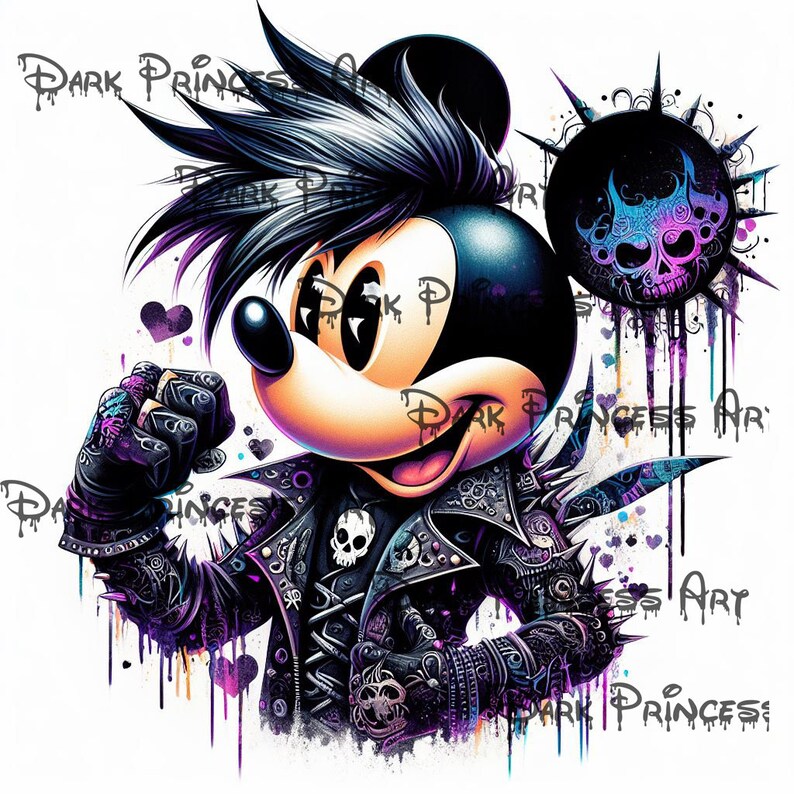 Dark Mickey Clipart PNG, Disney Clipart, Mickey Mouse Gothic, Rock ...