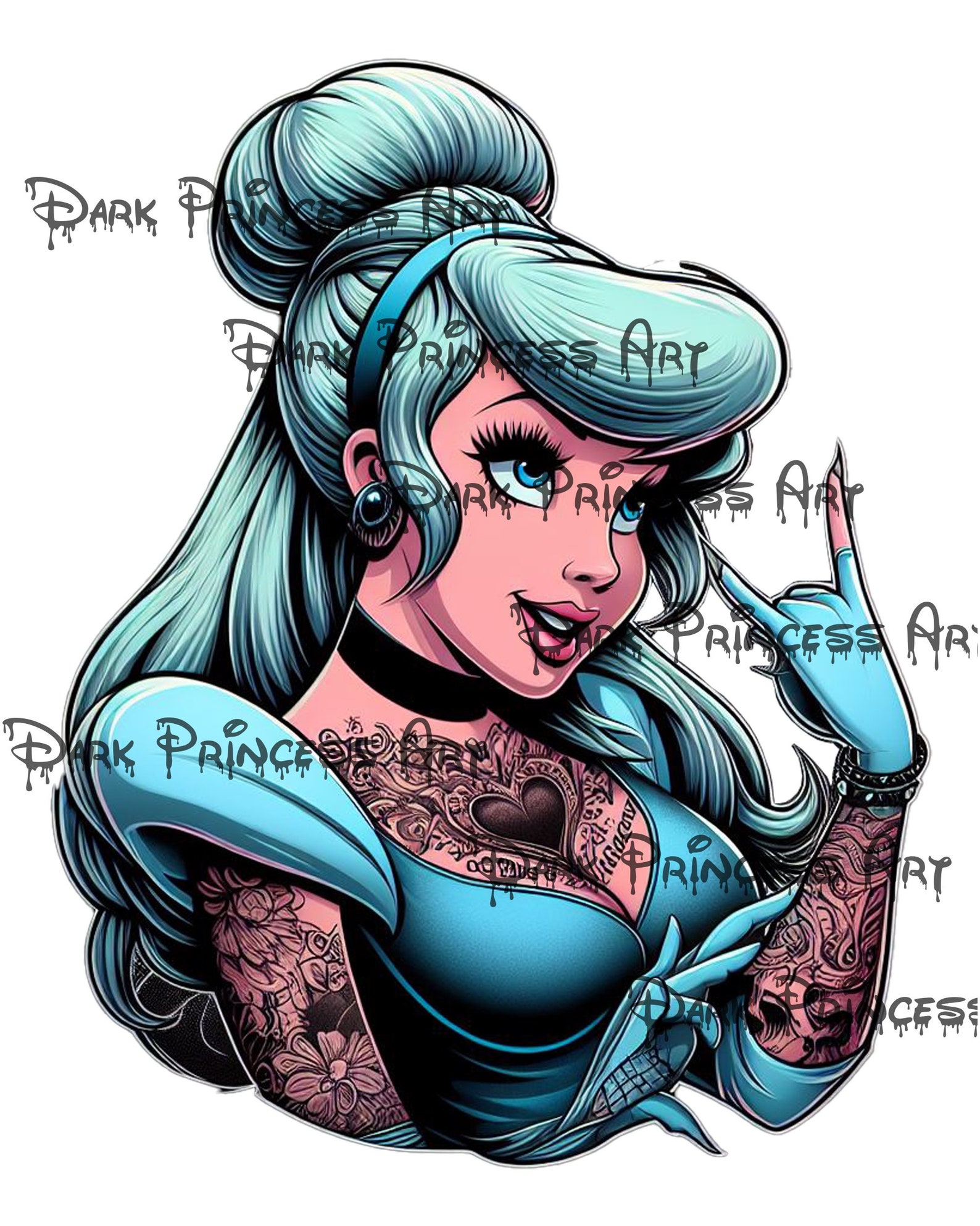 Cinderella Dark Princess Clipart PNG • Gothic Tattoo Style Girl ...
