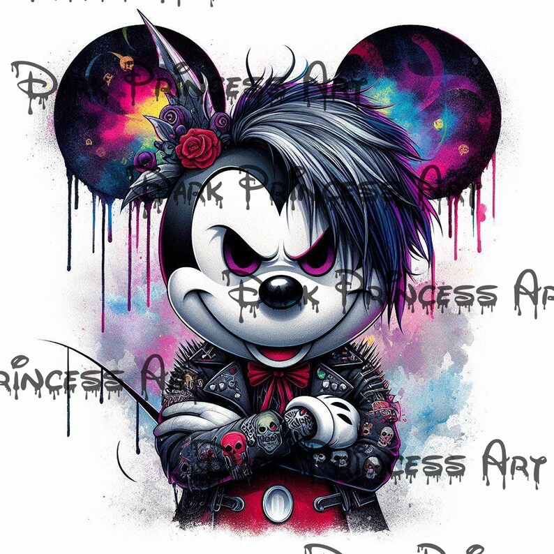 Dark Mickey Clipart PNG, Disney Clipart, Mickey Mouse Gothic, Rock ...