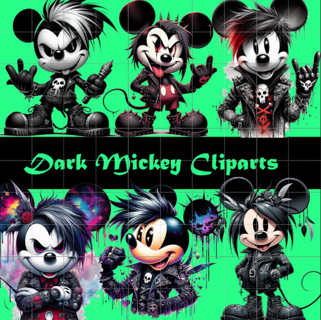 Dark Mickey Clipart PNG, Disney Clipart, Mickey Mouse Gothic, Rock ...