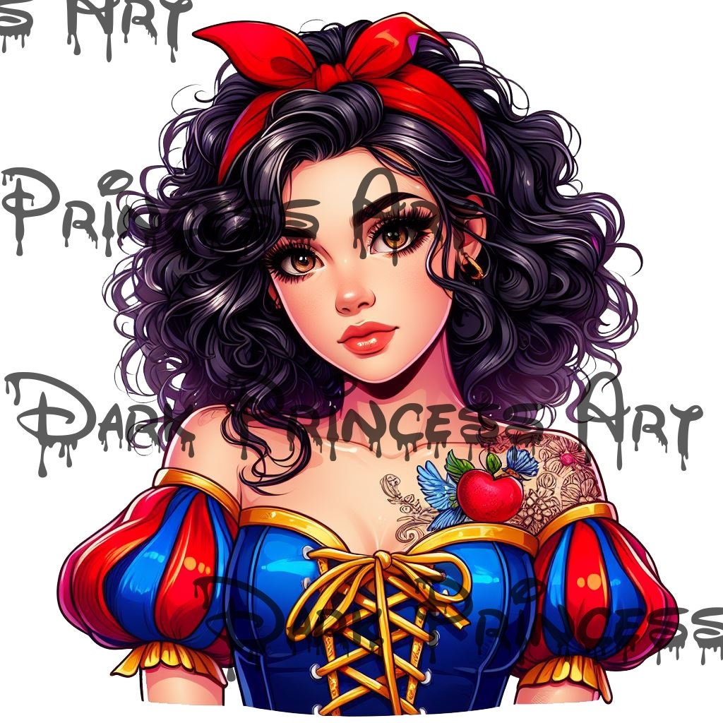 SNOW WHITE Watercolor Princess CLIPART Bundle Digital Download Gothic ...