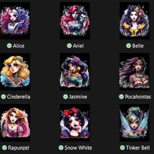 Gothic Princess Cliparts, Ariel, Alice, Belle, Cinderella, Jasmine ...