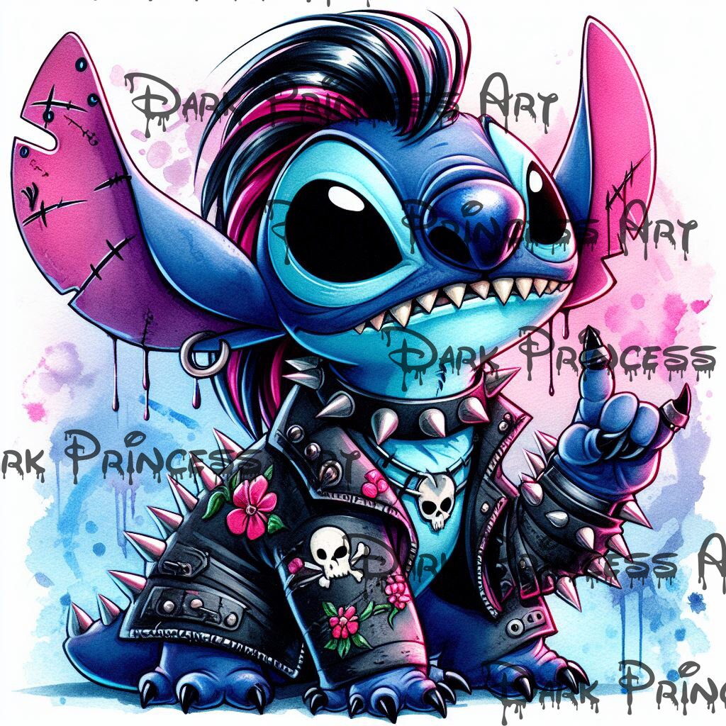 STITCH CLIPART BUNDLE - Digital Watercolor Png Printable Rock Punk ...