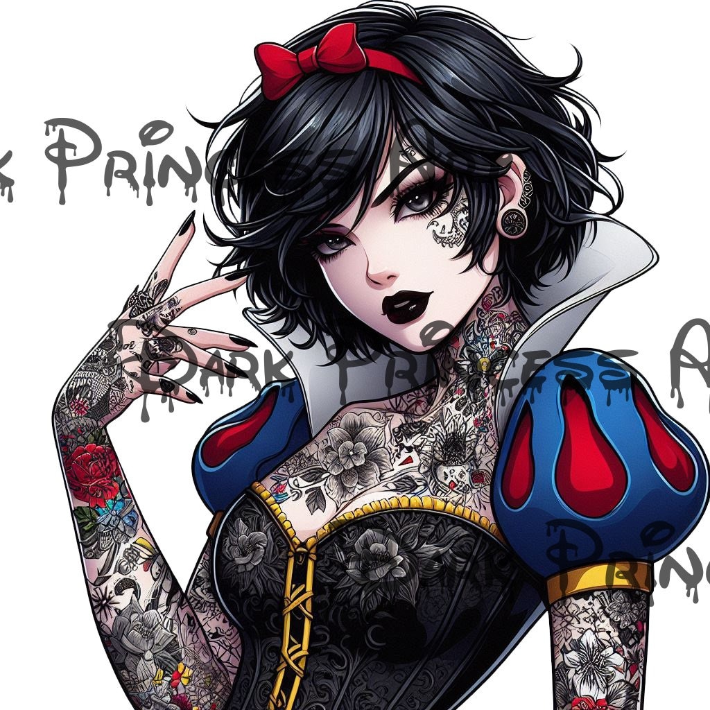 SNOW WHITE Watercolor Princess CLIPART Bundle Digital Download Gothic ...