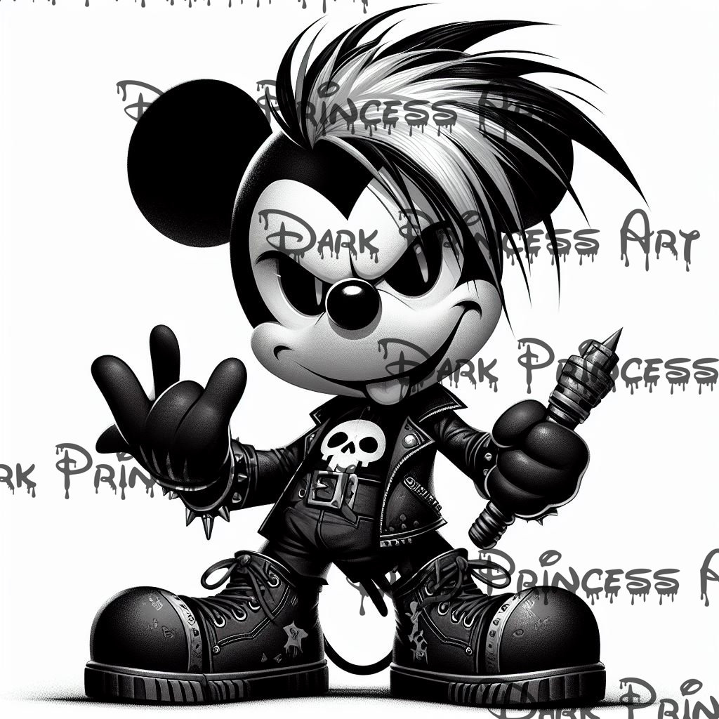 Dark Mickey Clipart PNG, Disney Clipart, Mickey Mouse Gothic, Rock ...