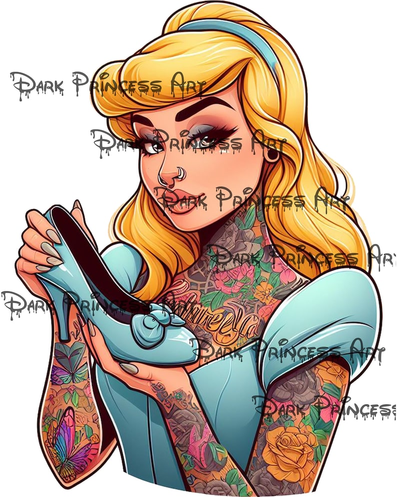 Cinderella Dark Princess Clipart PNG • Gothic Tattoo Style Girl ...