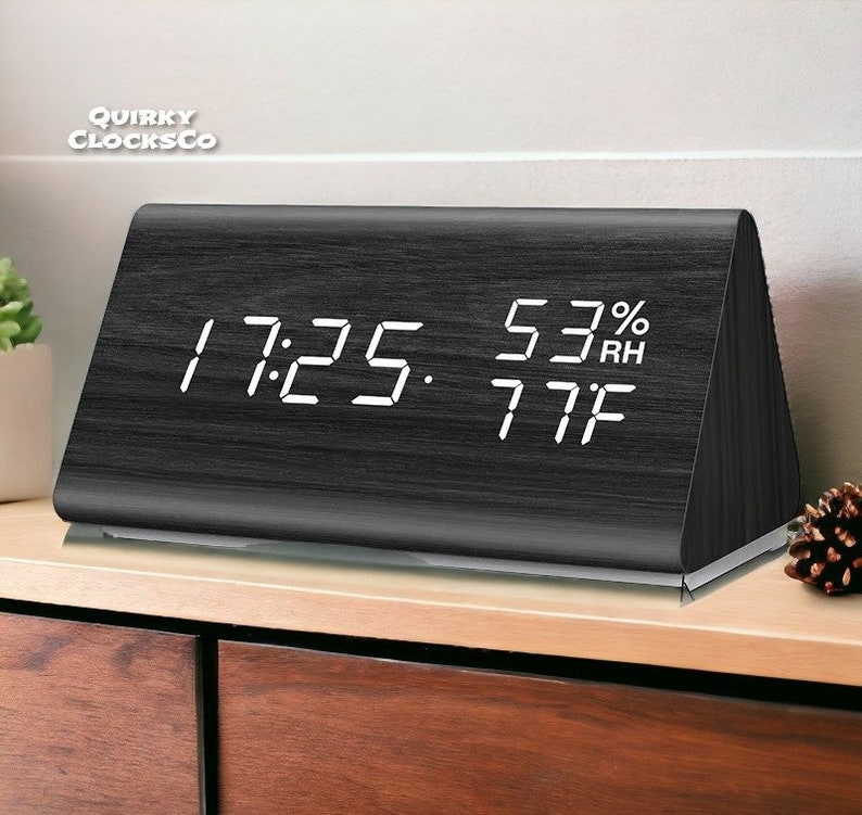 Wooden LED Digital Alarm Clock Temp/humidity Display - Etsy