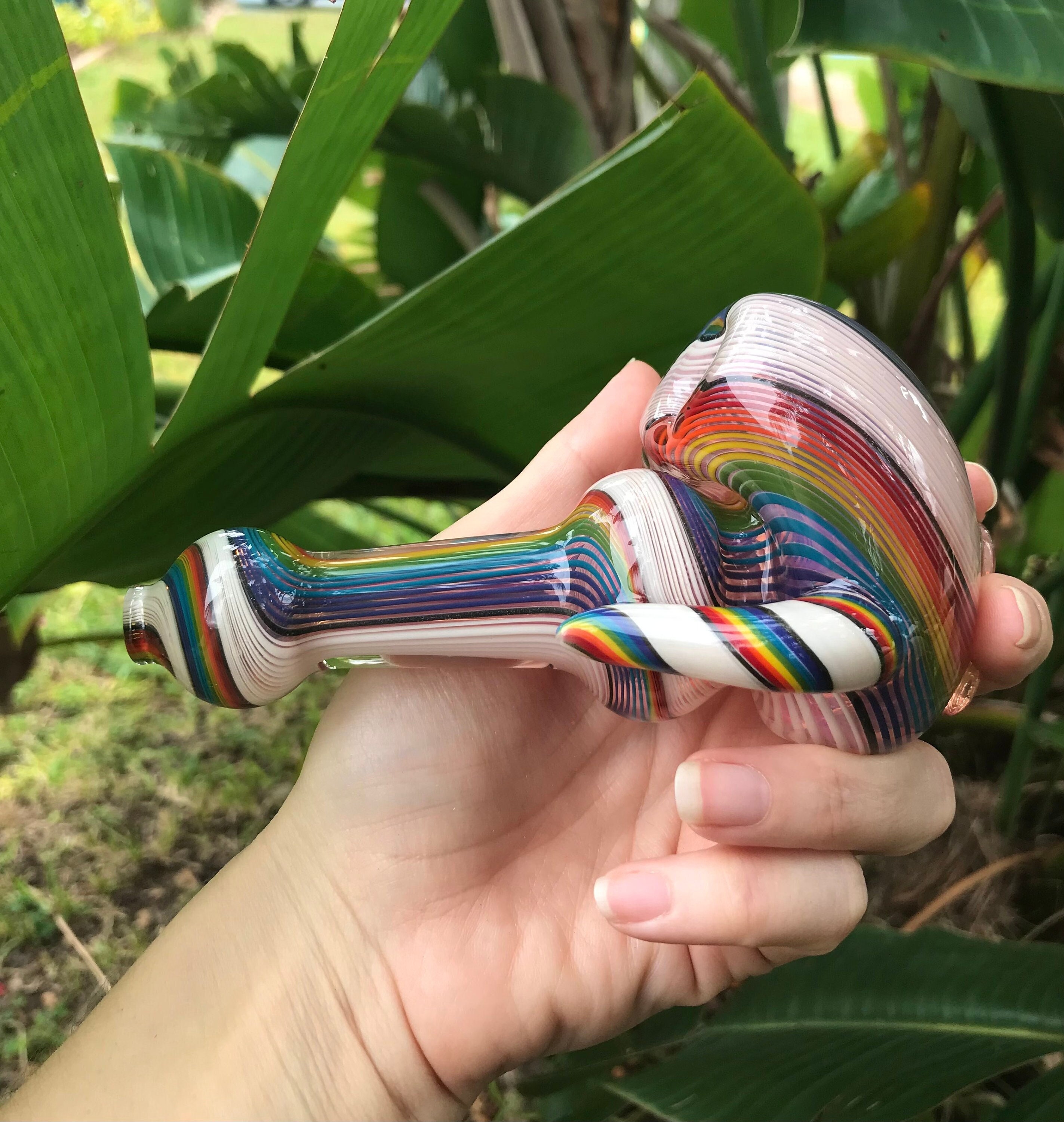 Rainbow Colorflow Glass Pipe Corn Cob Style Handmade American Glass ...