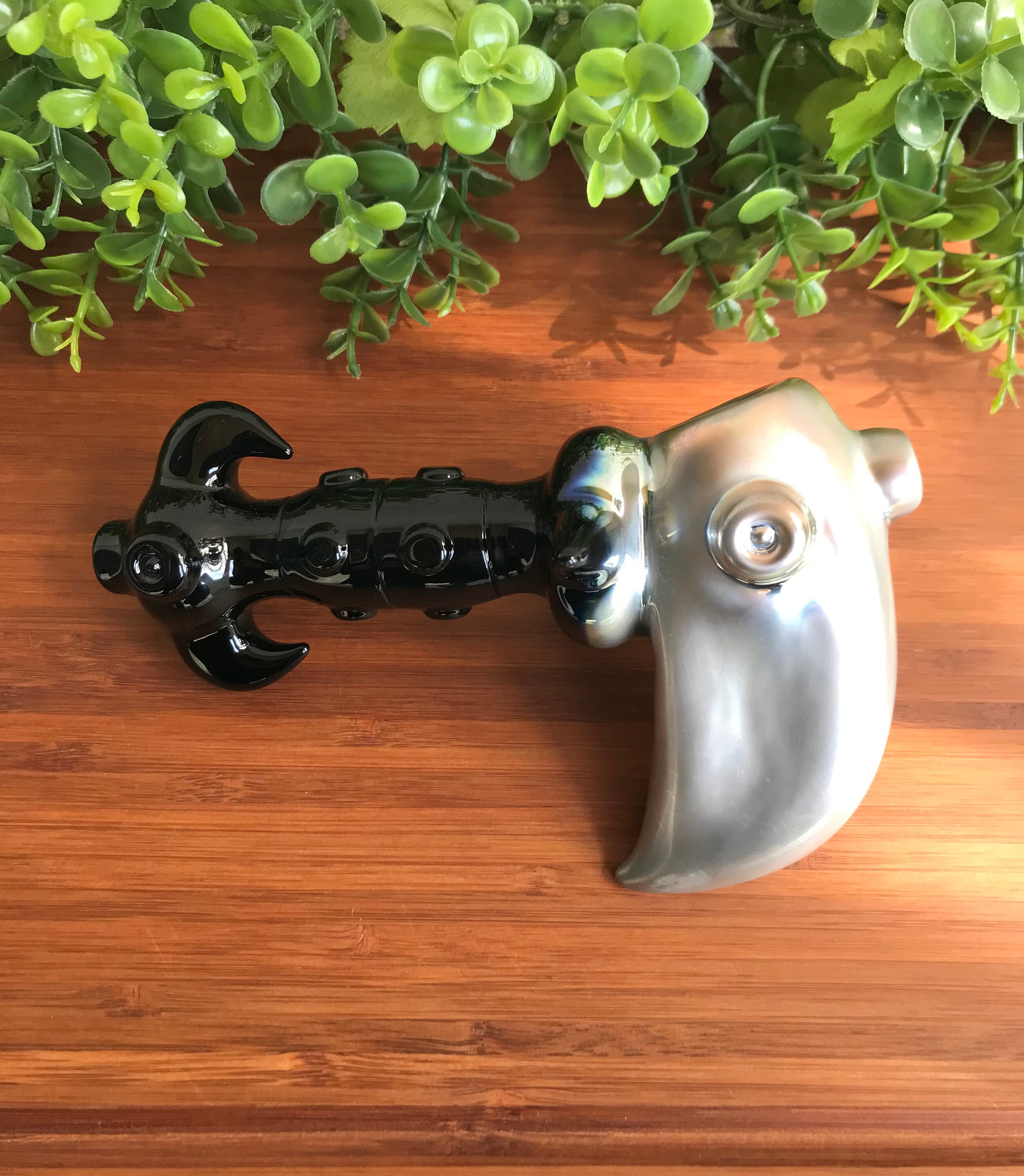 Chrome Sickle Glass Pipe American Made Glass Fumed Glass Hammer Spoon ...