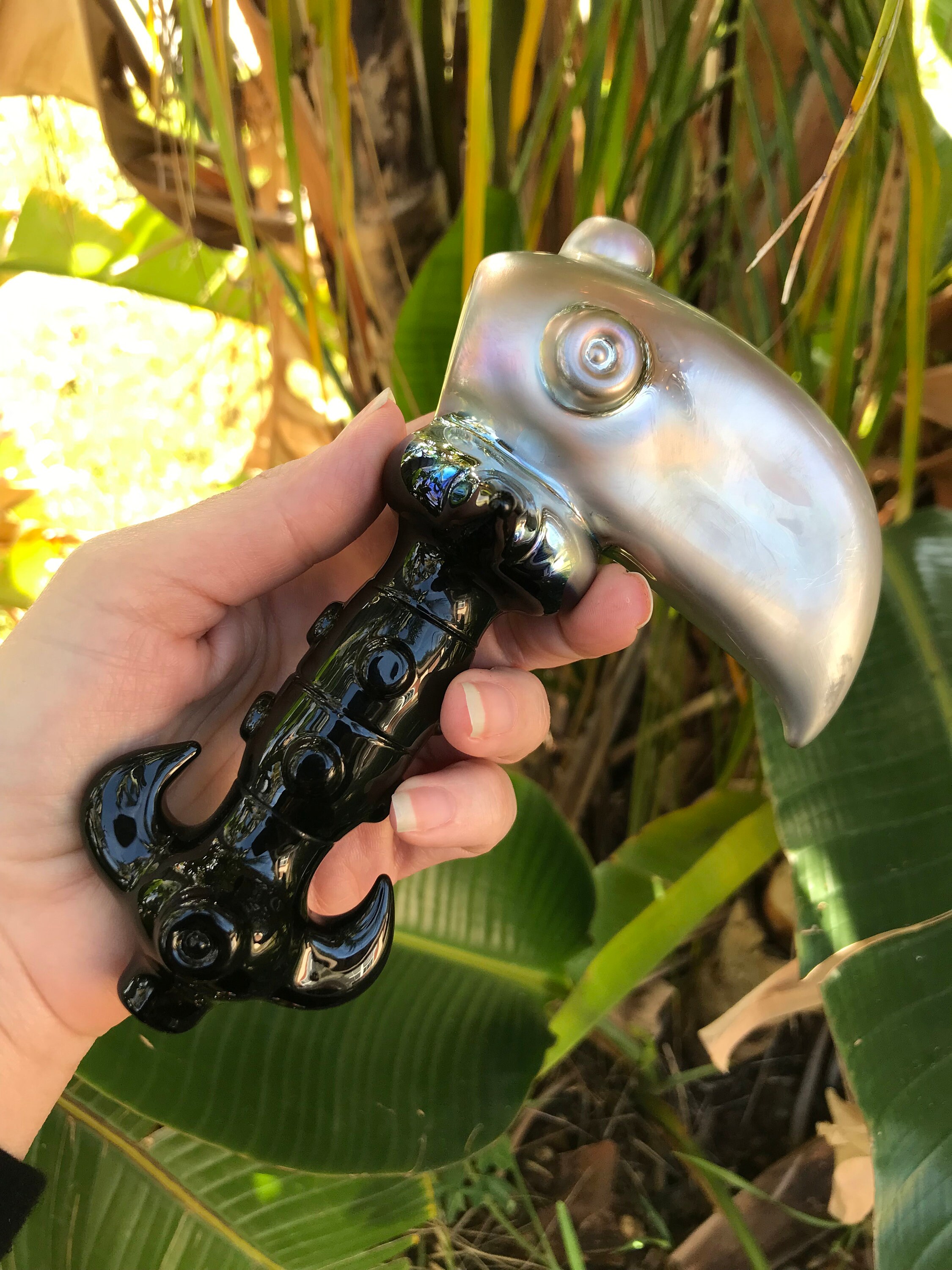 Chrome Sickle Glass Pipe American Made Glass Fumed Glass Hammer Spoon ...