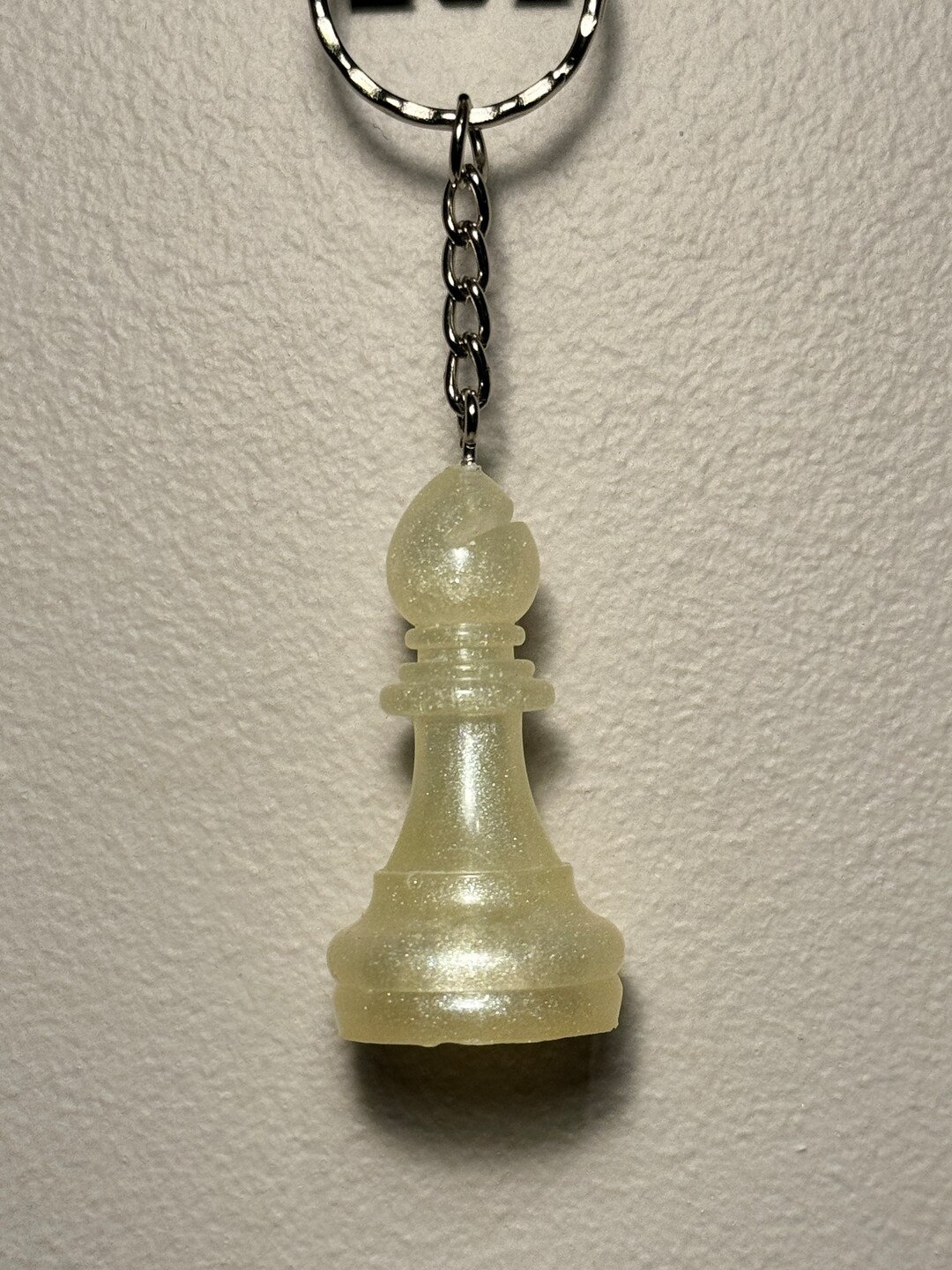 Epoxy Resin Chess Key Ring Bishop white - Etsy