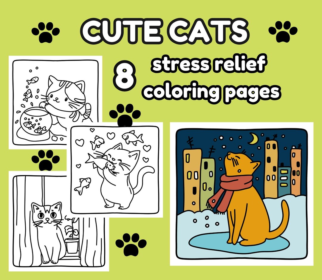 Cute Cats Coloring Pages – 8 Adorable Printable Designs for Cat Lovers ...