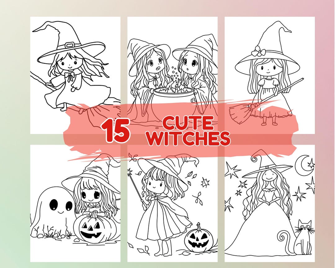 Cute 15 Witch Coloring Pages for Halloween – Printable Fun and Festive ...