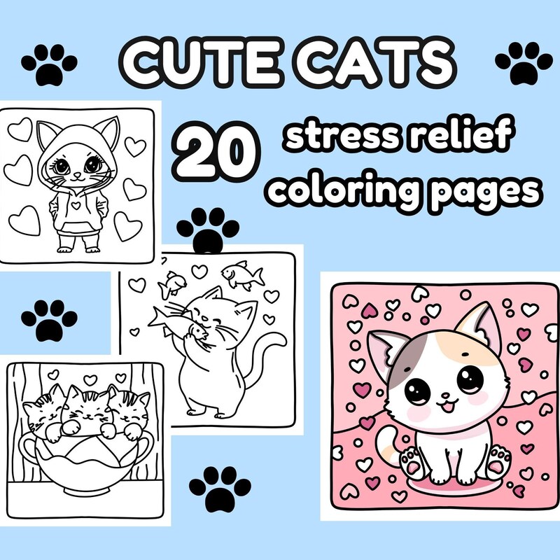 Cat Coloring Page - Etsy