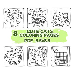 Cute Cats Coloring Pages 8 Adorable Printable Designs for Cat Lovers ...
