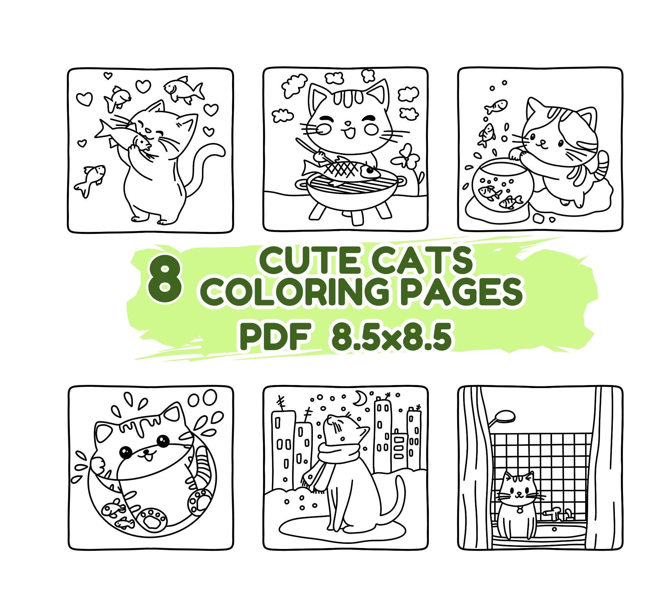 Cute Cats Coloring Pages – 8 Adorable Printable Designs for Cat Lovers ...