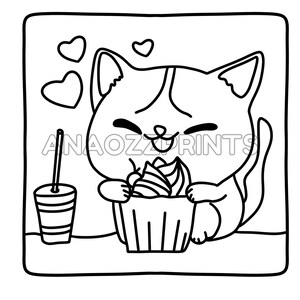 Cute Cats Coloring Pages – Stress Relief Set for All Ages, Downloadable ...