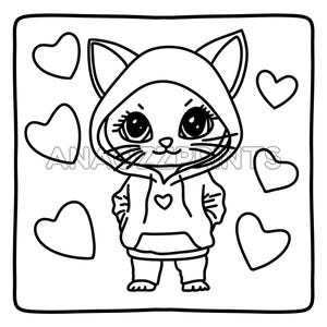Cute Cat Coloring Pages - Stress Relief Fun for All Ages, for Cat ...