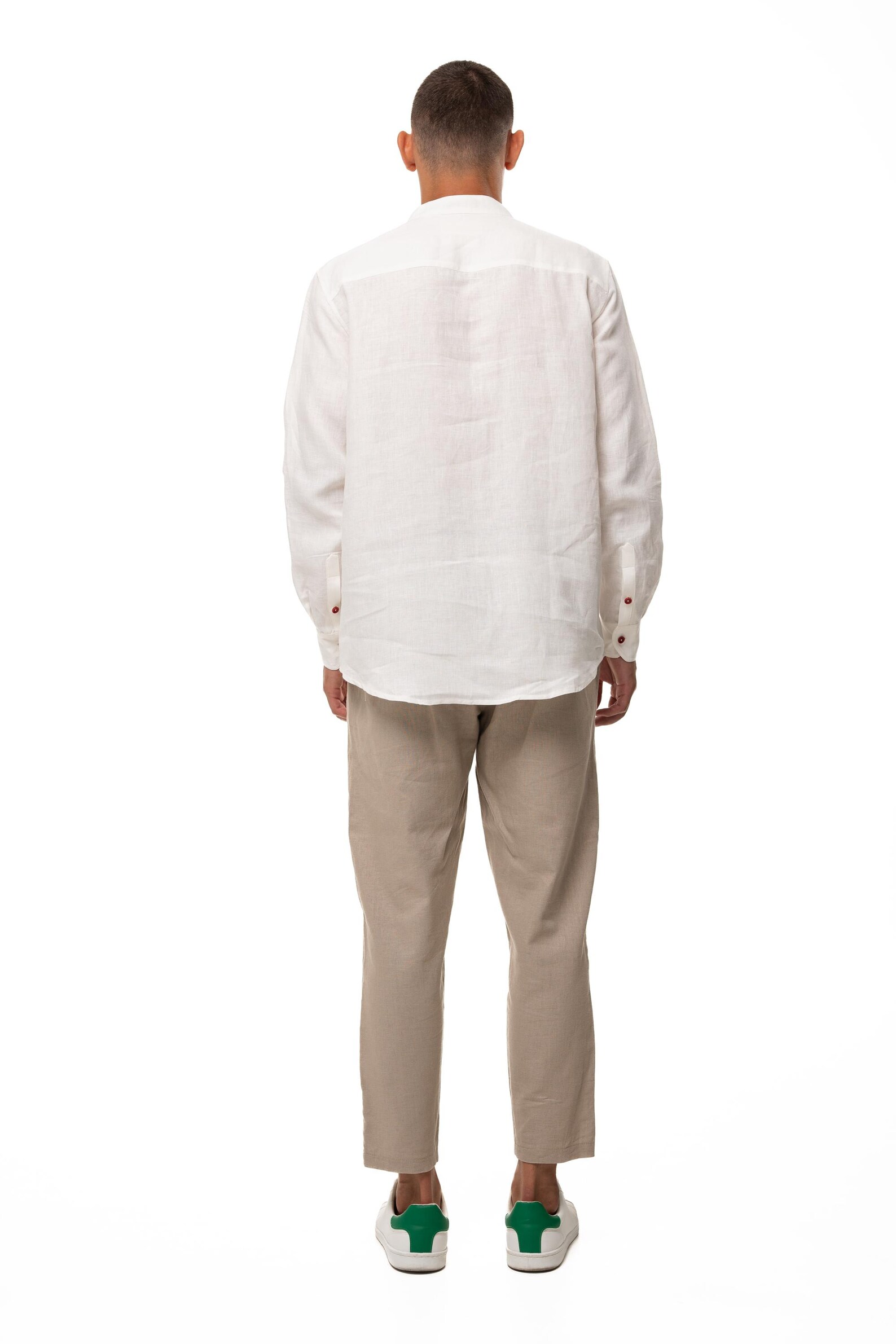 Men Shirt Belgium 100% Linen V Shape Collar - Loose Fit, Soft Touch ...