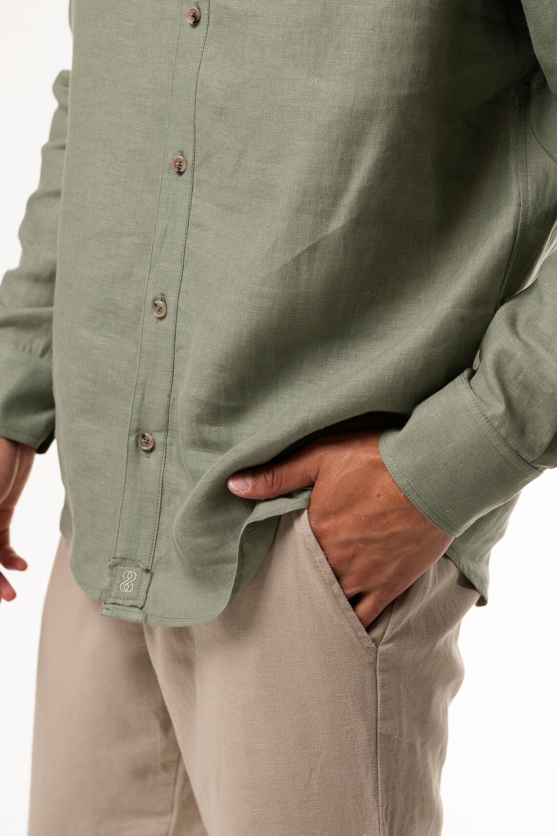 Men Shirt Belgium 100% Linen V Shape Collar - Loose Fit, Soft Touch ...