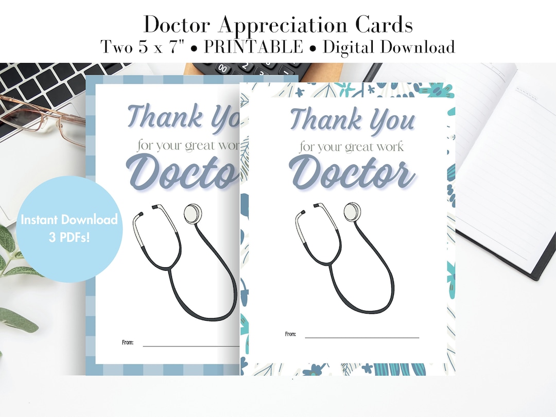 Doctor Appreciation Cards PRINTABLE Download - Etsy