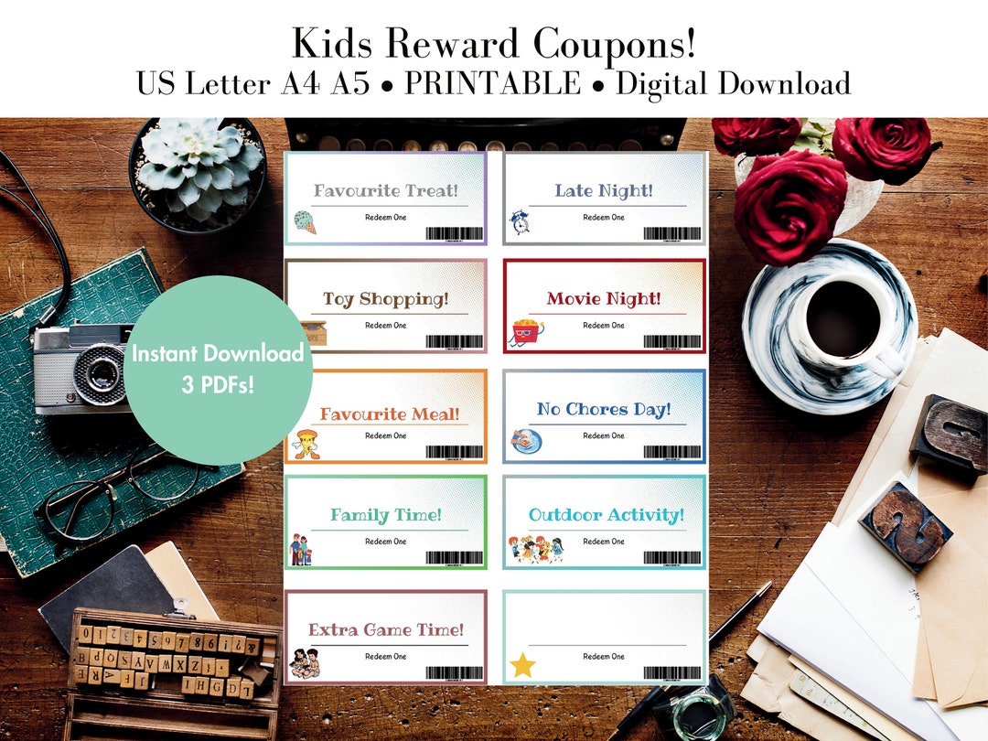 Kids Reward Coupons PRINTABLE Download - Etsy