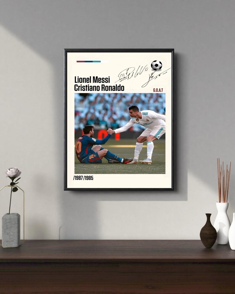 Printable Messi & Ronaldo Wall Art Ronaldo Helping Messi,2 Goat,digital ...
