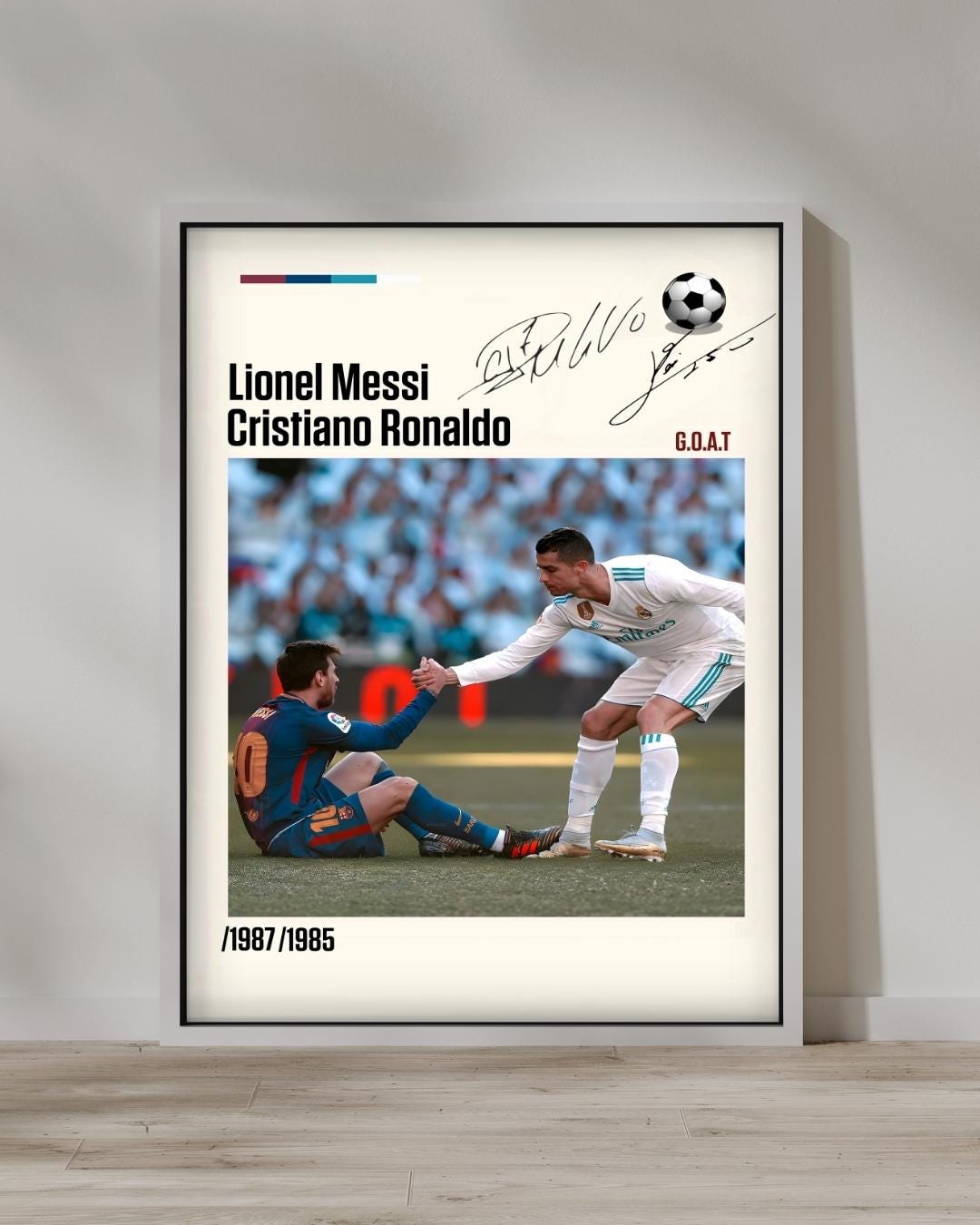 Printable Messi & Ronaldo Wall Art Ronaldo Helping Messi,2 Goat,digital ...