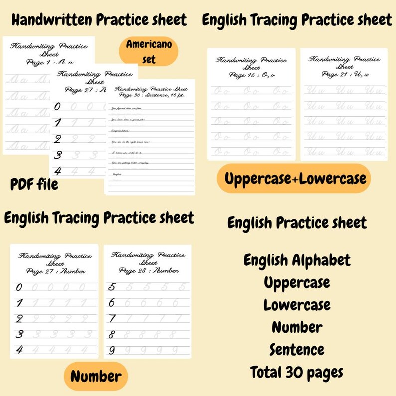 Bundle Cursive Hand Written Practice Sheet, Lettering Work Sheet ...