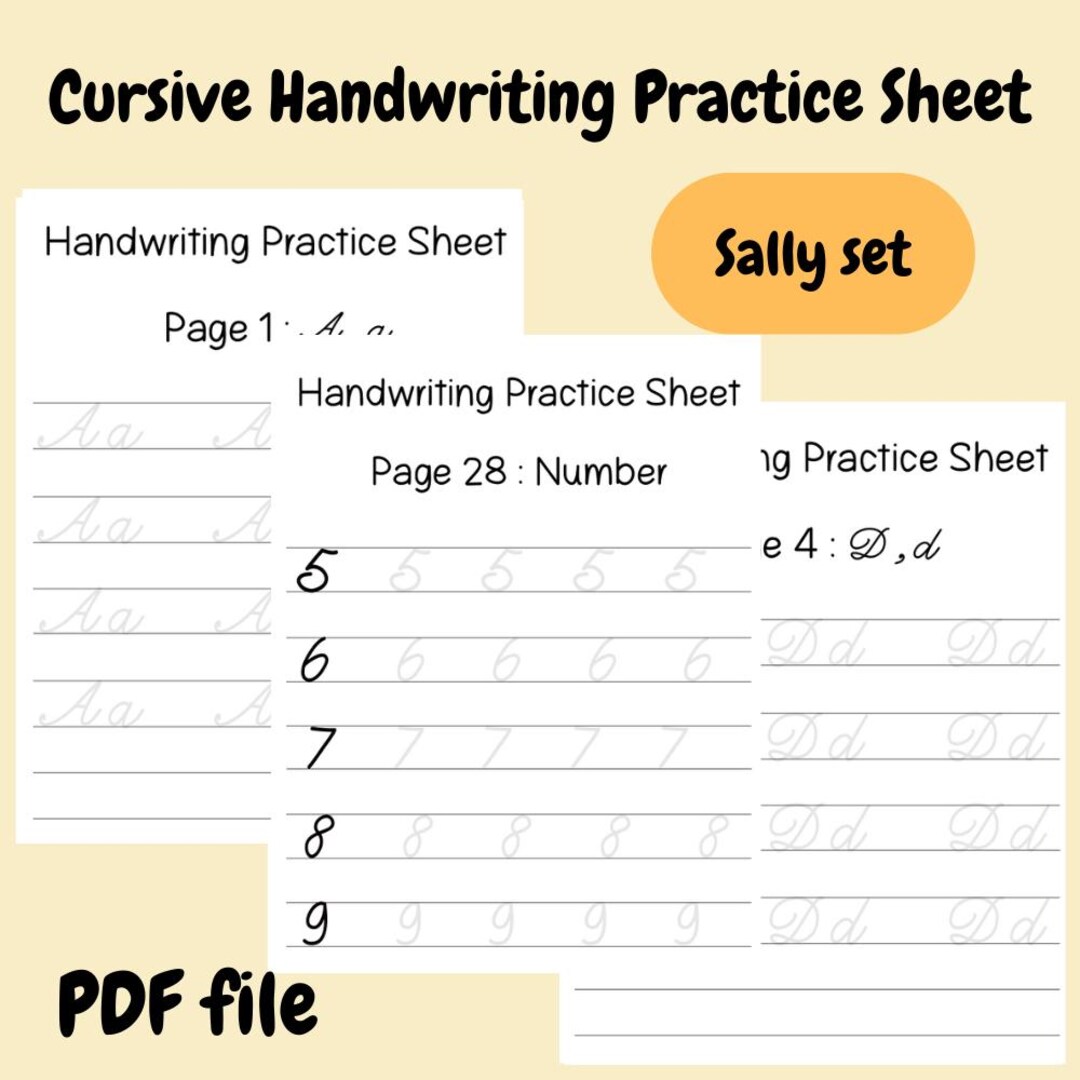 Cursive Hand Written Practice Sheet, Adult Lettering Work Sheet, Neat ...