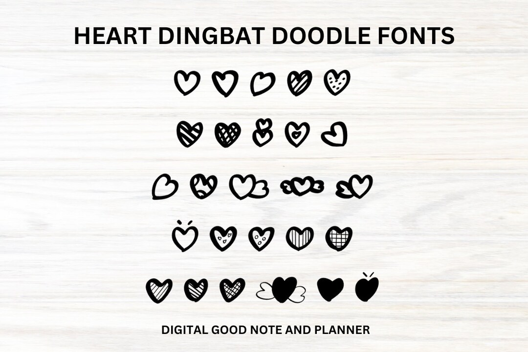 Heart Fonts, Dingbat Font, Doodles Font, Valentine Font, Make a Note ...