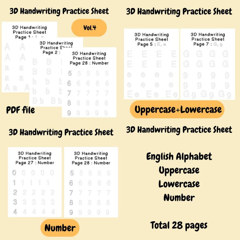 Bundle 3D Hand Written Practice Sheet, Lettering Work Sheet, Writing ...