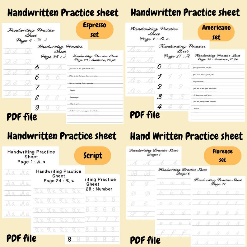 Bundle Cursive Hand Written Practice Sheet, Lettering Work Sheet ...