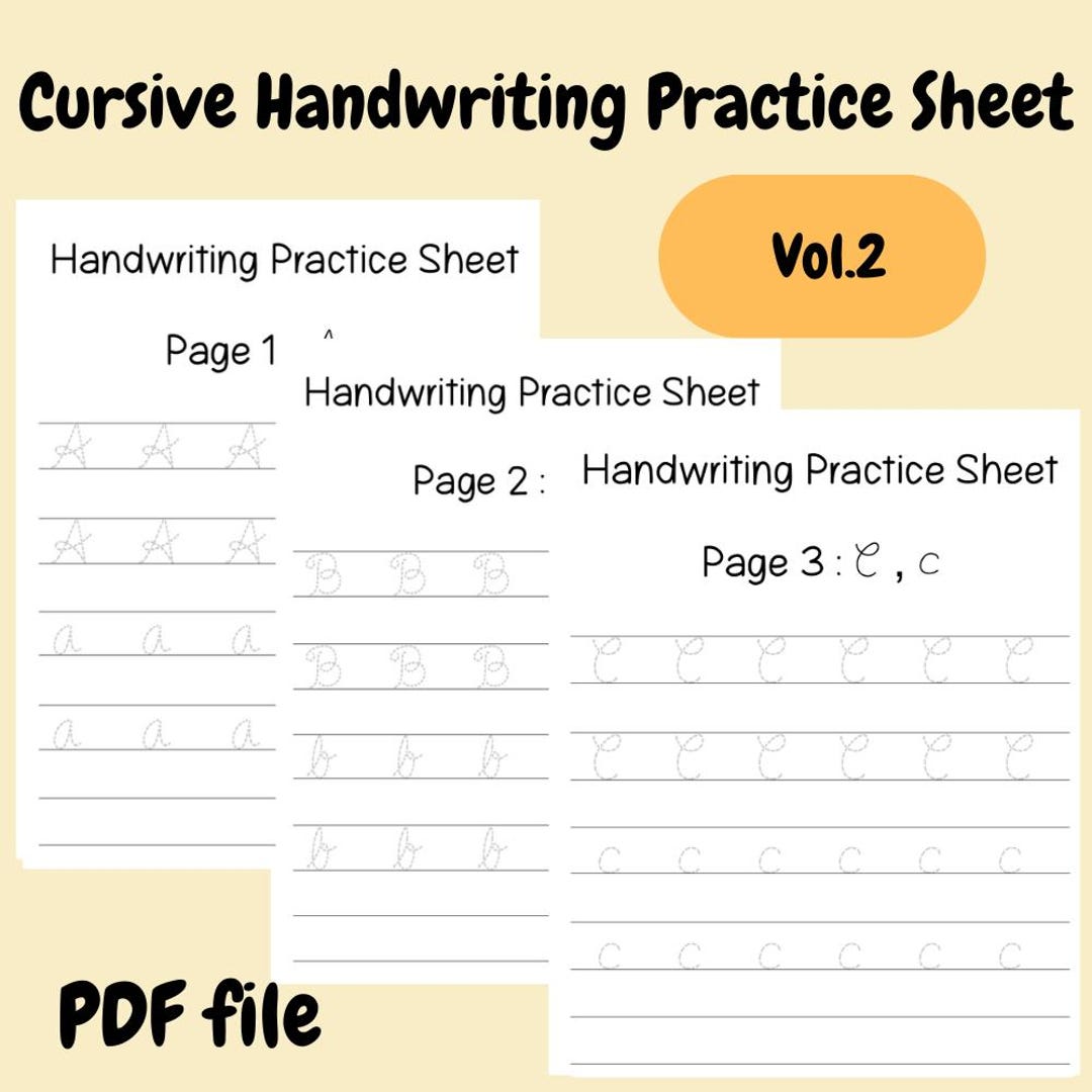 Cursive Hand Written Practice Sheet, Tracing Lettering Work Sheet, Neat ...