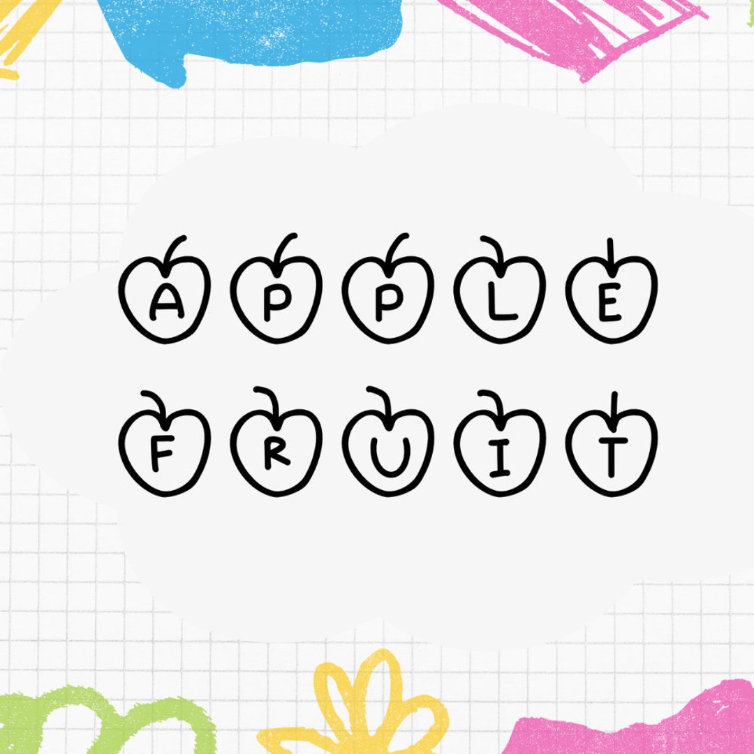 Apple Fruit Font, Cute Font, Handwriting Font, Decorative Handwriting ...