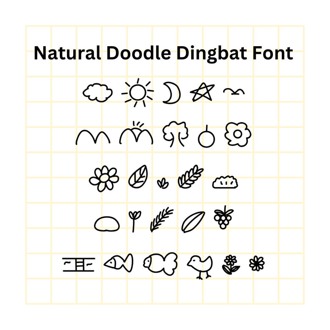 Natural Doodle Fonts, Dingbat Font, Doodles Font, Make a Note Font ...