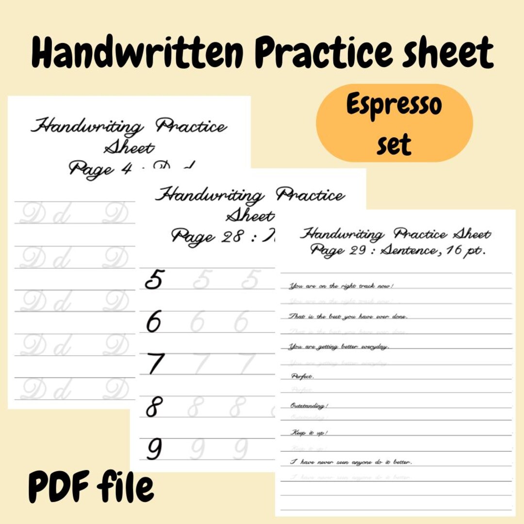 Cursive Hand Written Practice Sheet, Adult Lettering Work Sheet, Neat ...