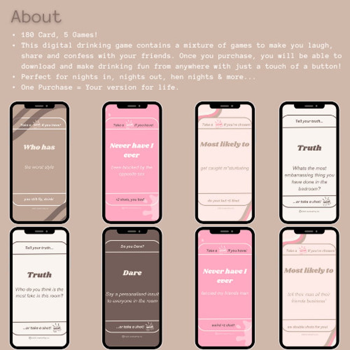Sippin and Spillin: 18+ Digital Girl's Drinking Card Game |180 Cards ...