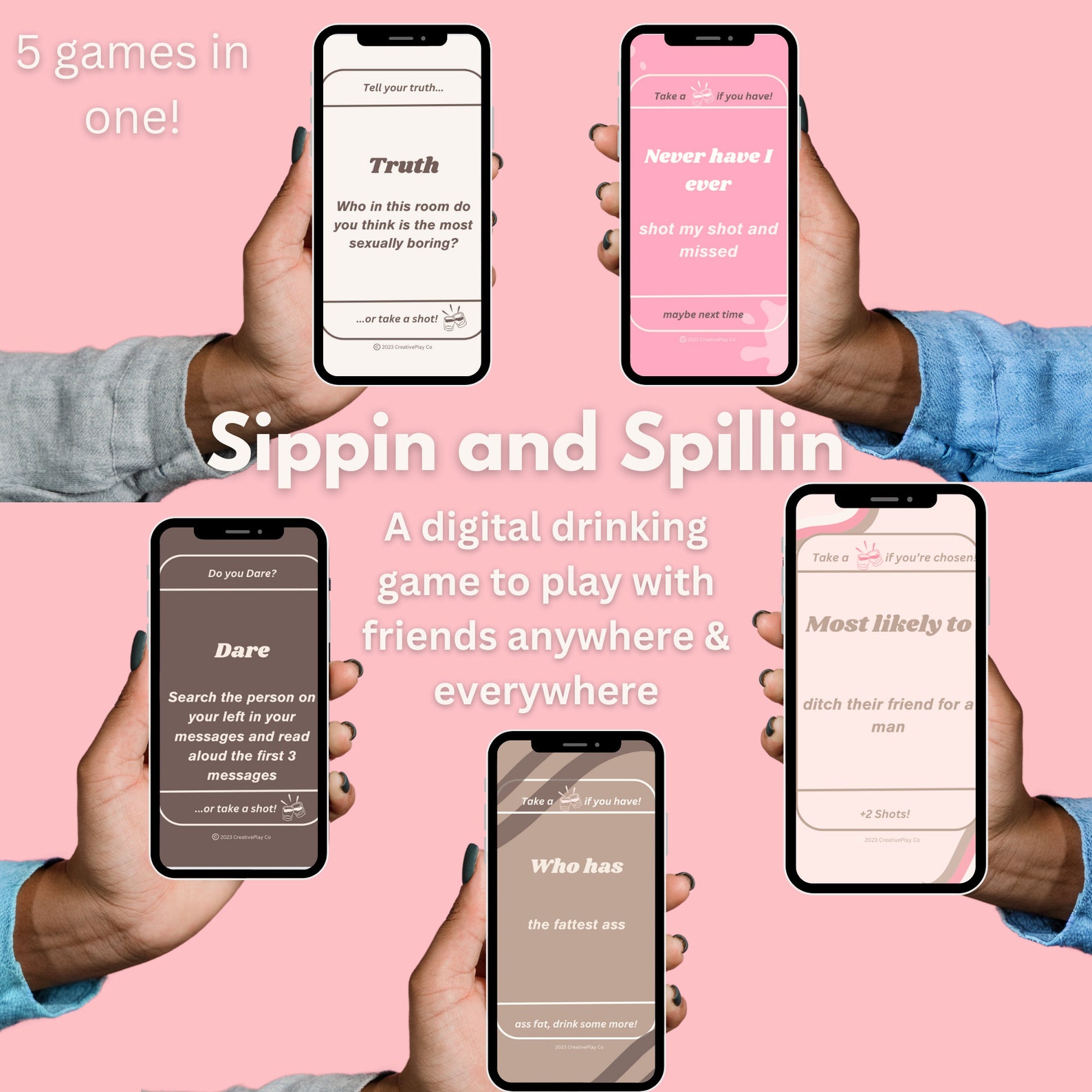 Sippin and Spillin: 18+ Digital Girl's Drinking Card Game |180 Cards ...