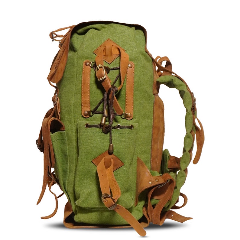 Handmade Leather & Waxed Canvas Camping Backpack, 40 Liter - Etsy