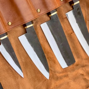Custom Handforged Medieval Chef Set of Four With Genuine Leather Sheath ...