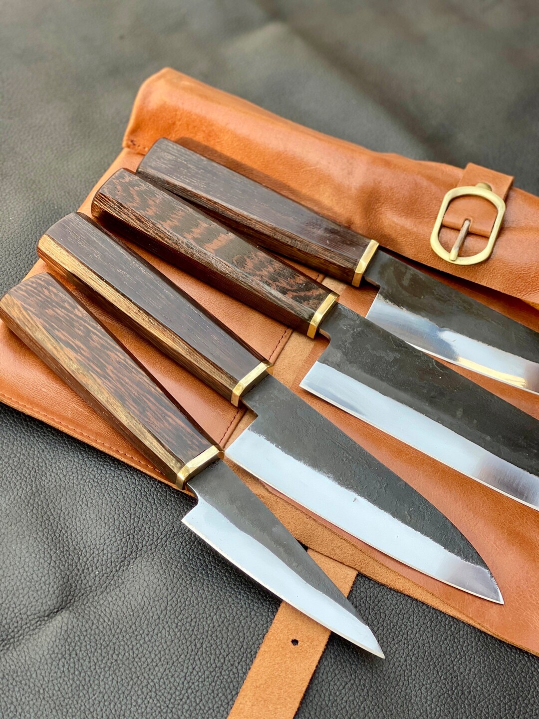 Custom Handforged Medieval Chef Set of Four With Genuine Leather Sheath ...