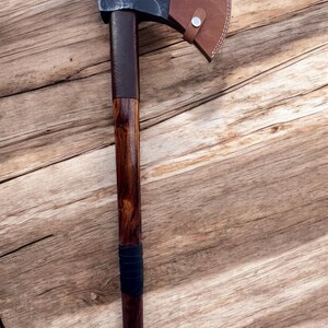 Hand-forged Viking Axe With Hammer Poll – Walnut Handle, Leather ...