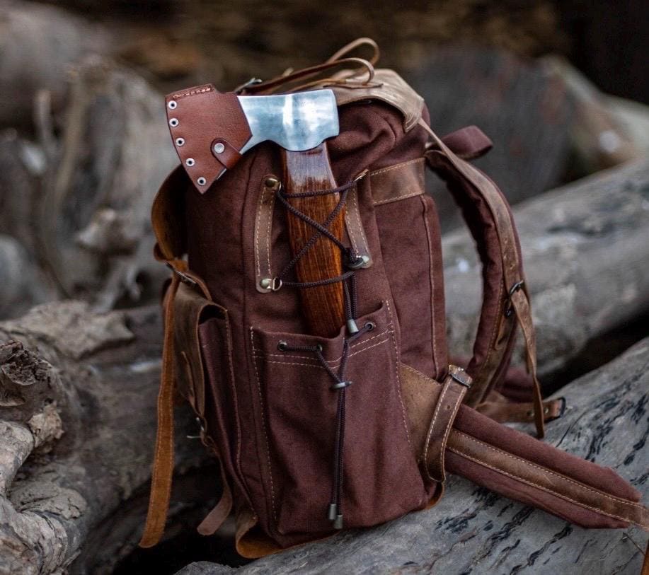 Handmade Leather & Waxed Canvas Camping Backpack, 40 Liter - Etsy