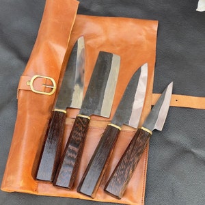 Custom Handforged Medieval Chef Set of Four With Genuine Leather Sheath ...