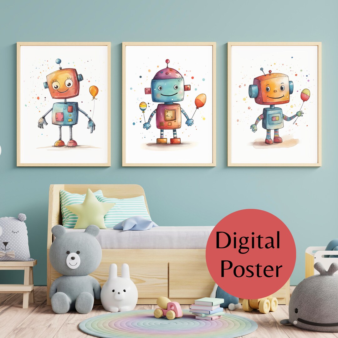 25 Robot Posters Digital Robot Pictures Wall Art Printable Posters for ...